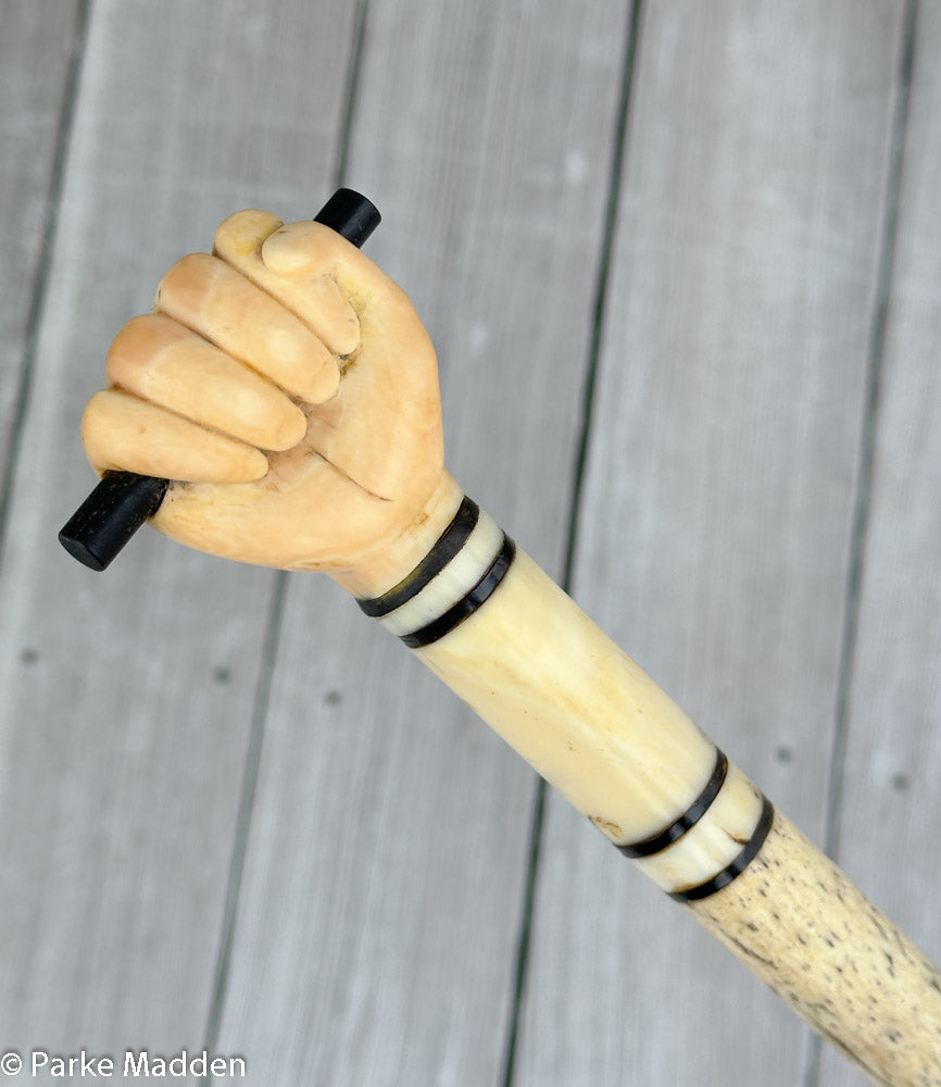 A Great Antique Scrimshaw Fist Cane – Paul Madden Antiques