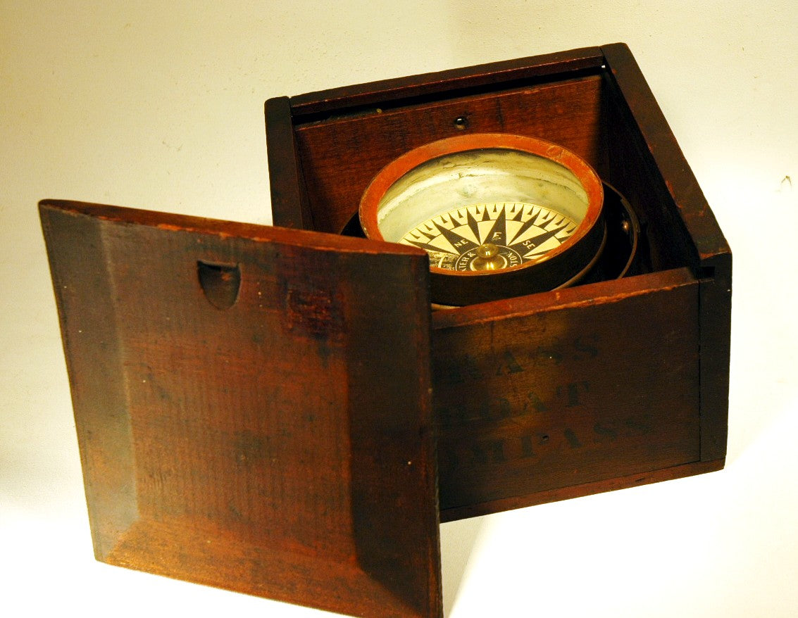 Antique American brass boat compass – Paul Madden Antiques
