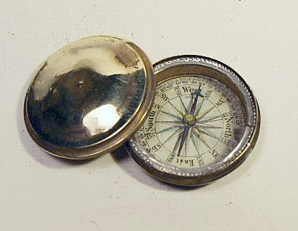 Antique covered brass pocket compass. – Paul Madden Antiques