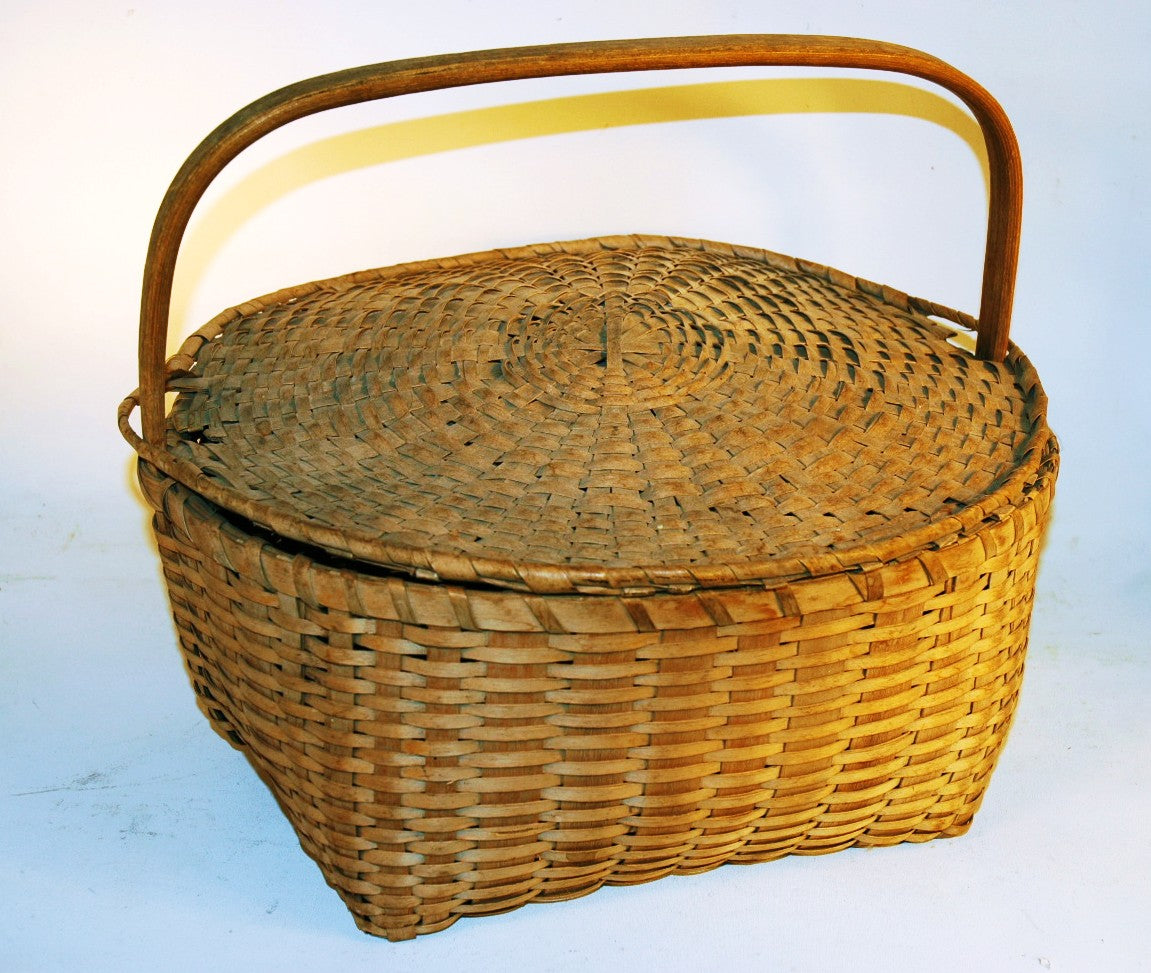 Antique New England covered splint basket – Paul Madden Antiques