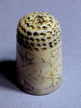Antique whalebone scrimshaw thimble HEARTS – Paul Madden Antiques