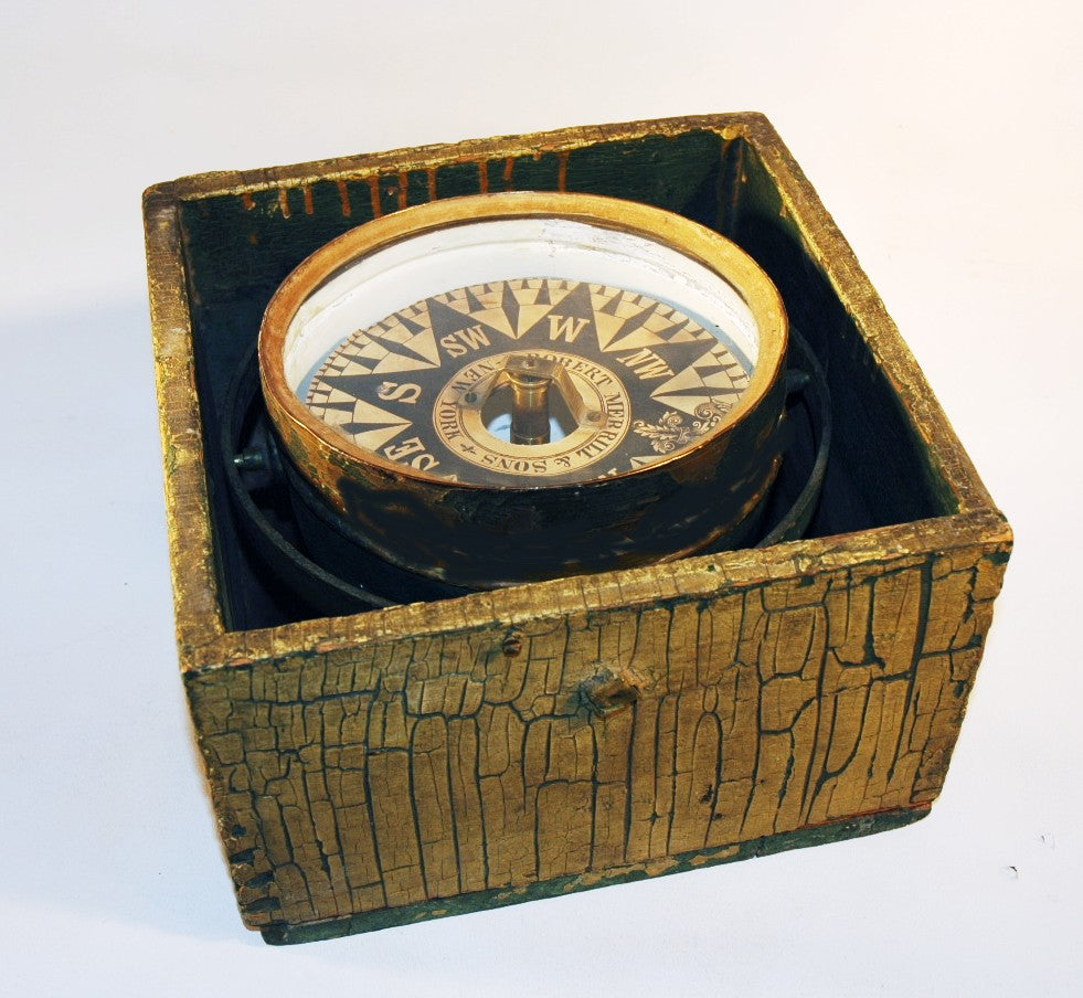 Rare antique whaleboat dry card compass by Merrill – Paul Madden Antiques