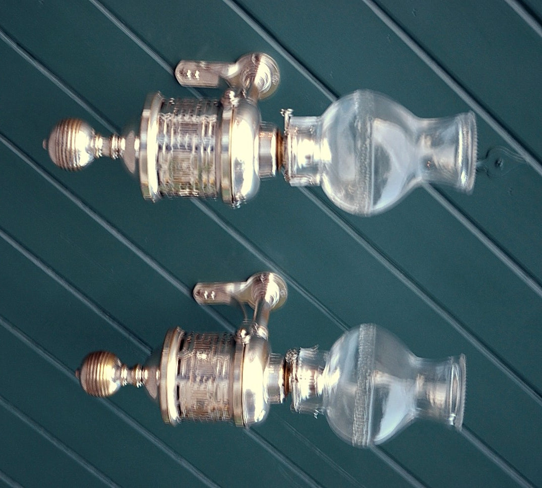 Rare pair of antique silver gimballed SHIP'S LAMPS – Paul Madden Antiques